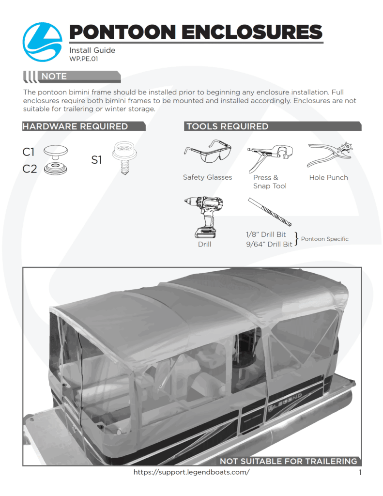 PONTOON ENCLOSURES Installation Guide | Guides | Legend Boats